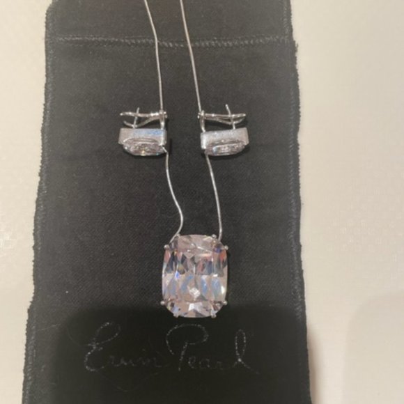 Erwin Pearl | Jewelry | Erwin Pearl Emerald Cut 7 Carat Cz Necklace And ...